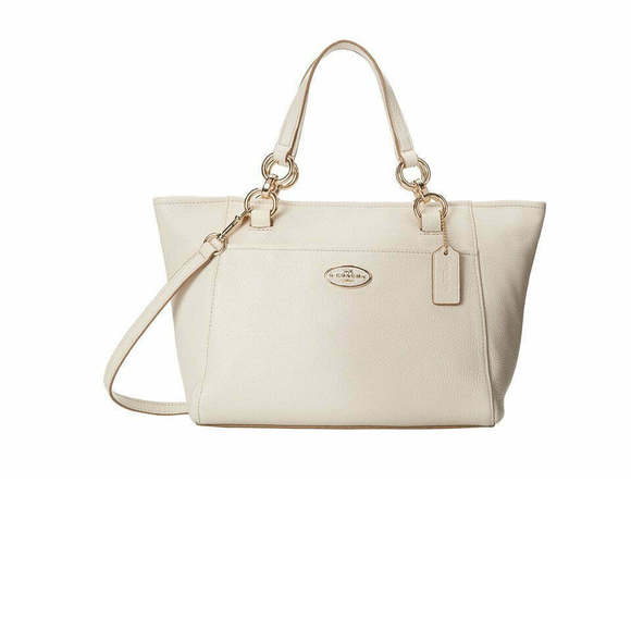 Coach | Bags | Coach Chicago Ellis Mini Tote Chalk Leather Zipper ...